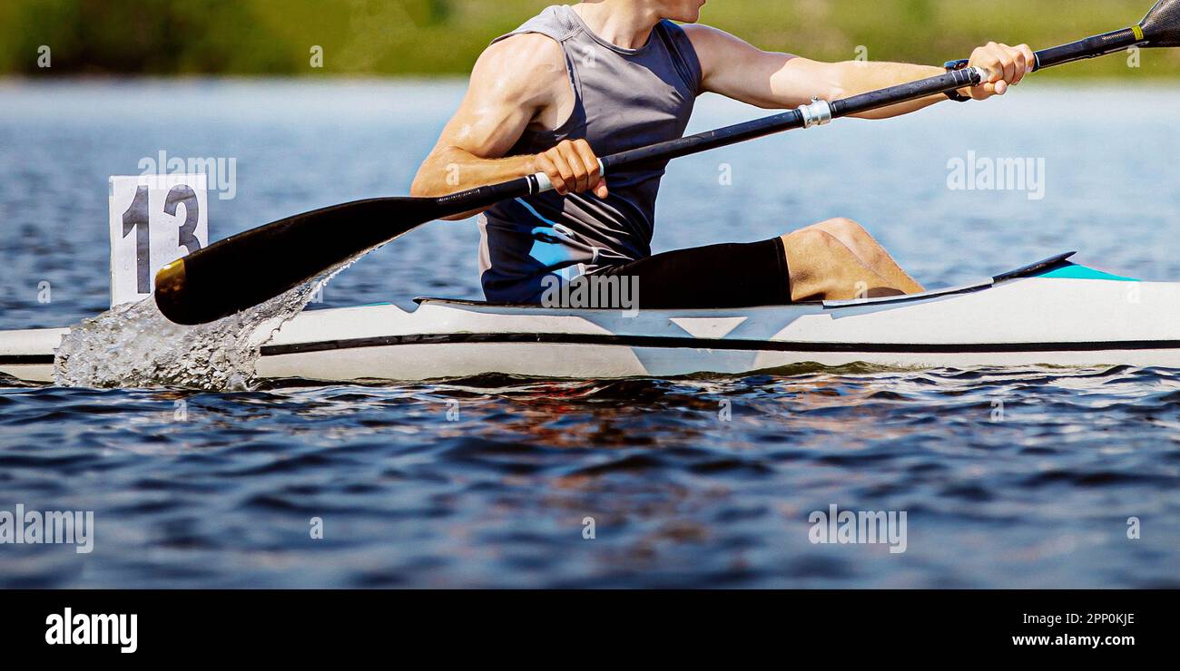 Athlete rowing in kayak close hi-res stock photography and images - Alamy