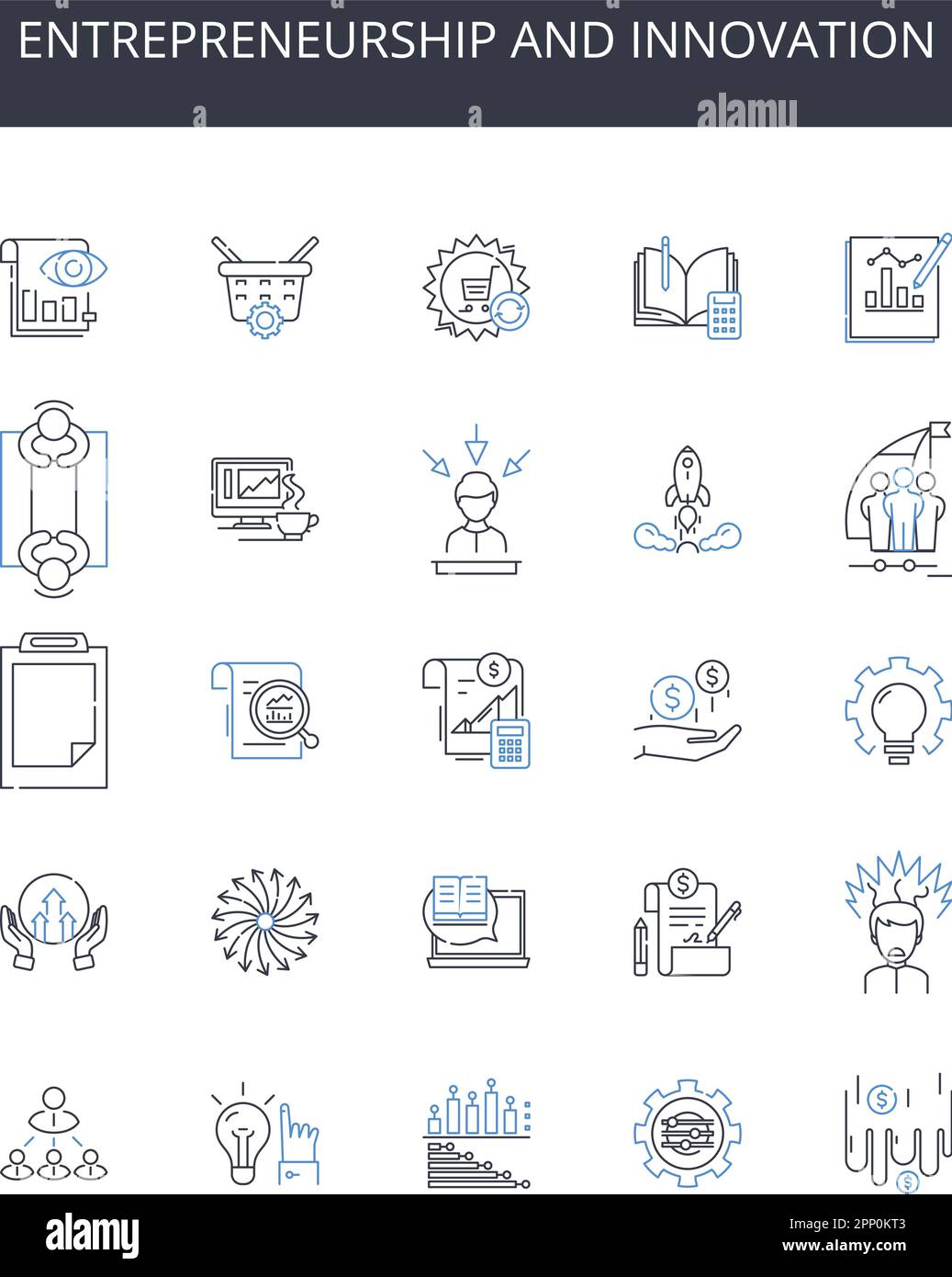 Entrepreneurship and Innovation line icons collection. Creativity and ...
