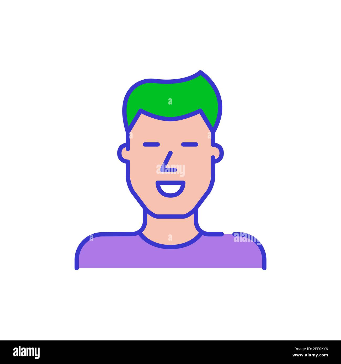 Young Pale Skinned Man Bold Color Cartoon Style Simplistic Minimalistic Icon For Marketing And