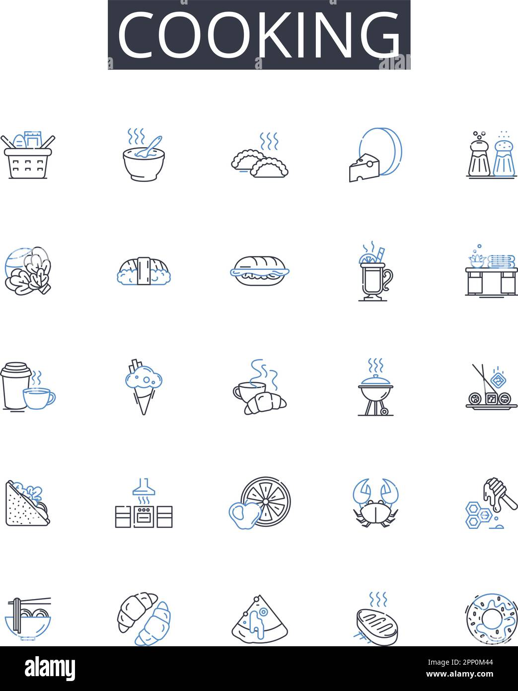 Cooking line icons collection. Culinary, Preparing, Baking, Roasting ...