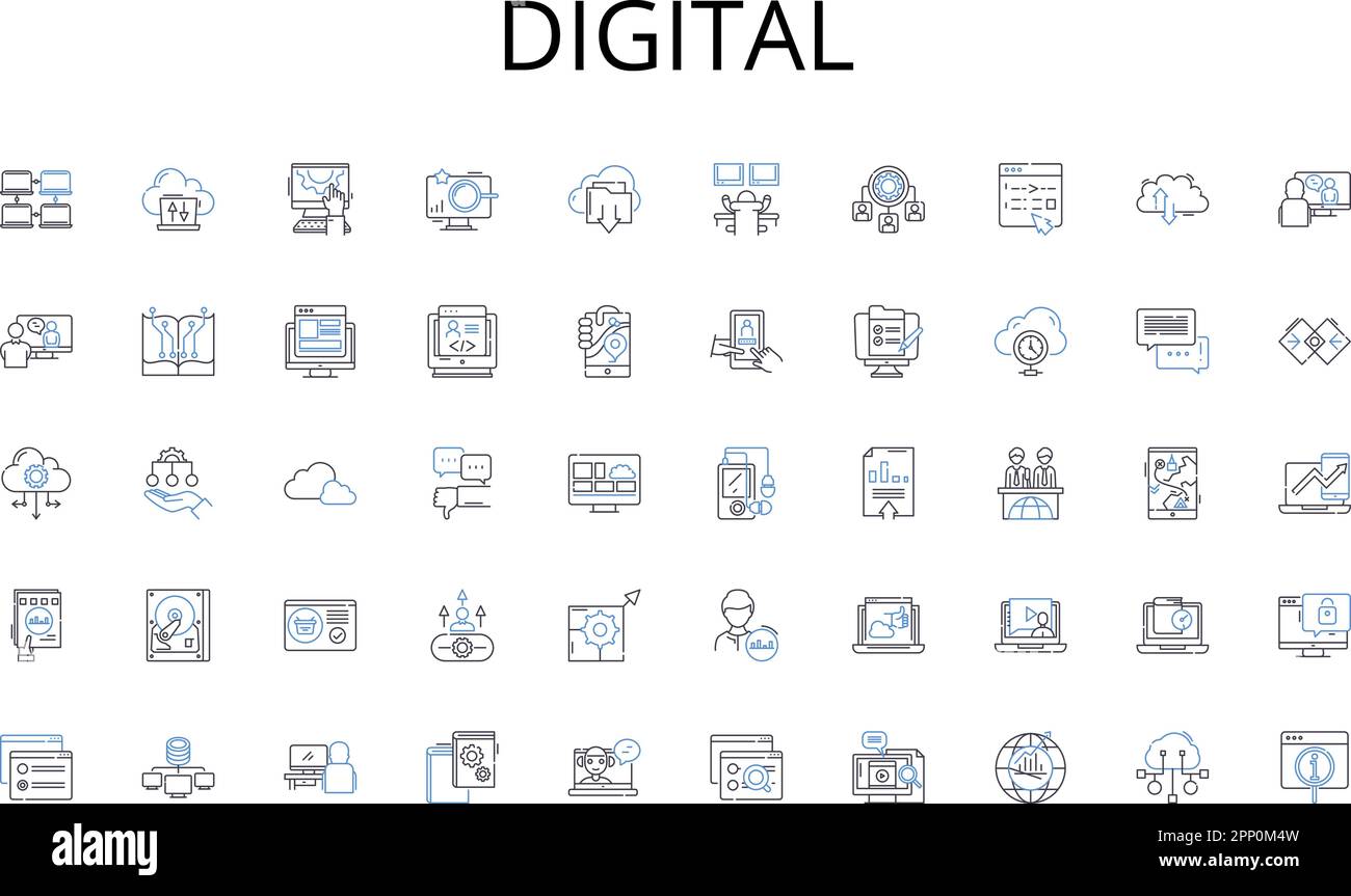 Digital line icons collection. Training, Upskilling, Reskilling ...