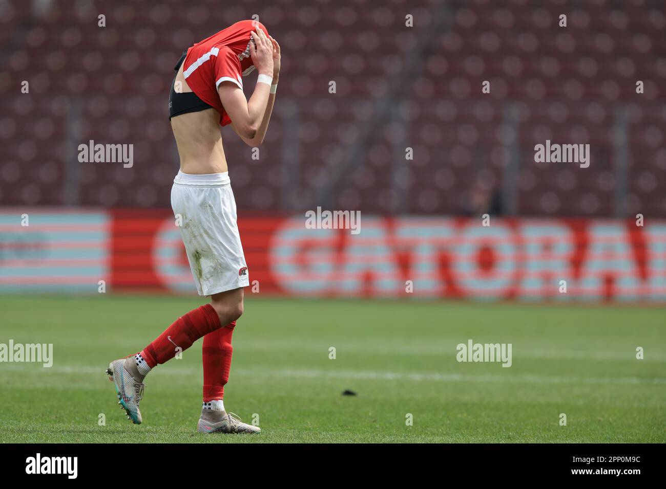 Geneva, Switzerland, 21st April 2023. Finn Stam of AZ Alkmaar reacts as ...