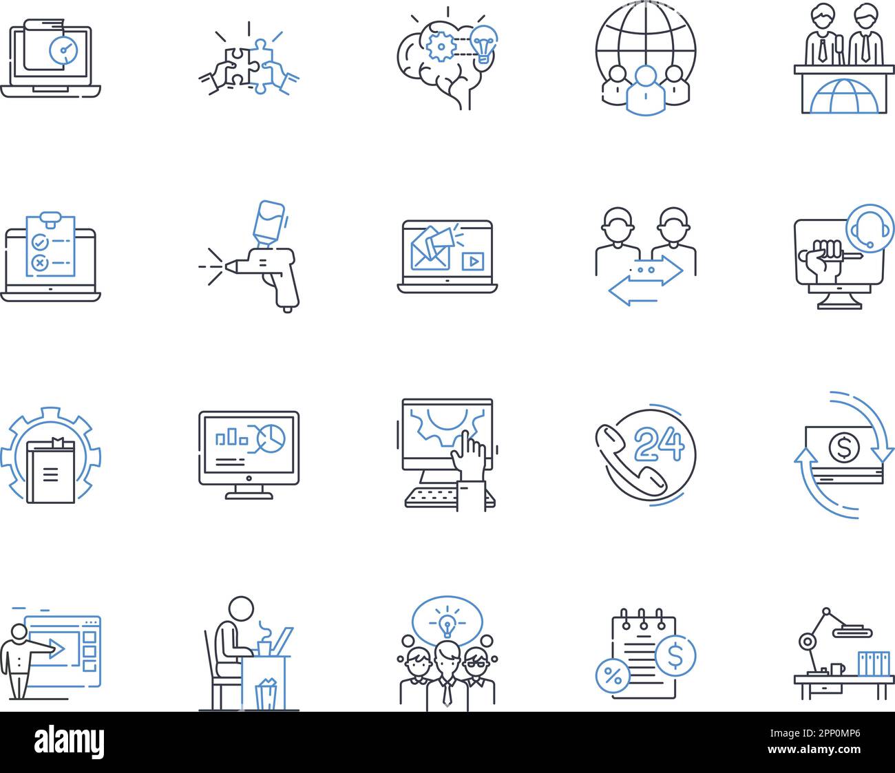 Consultation and briefing line icons collection. Strategy, Discussion, Analysis, Meeting ...