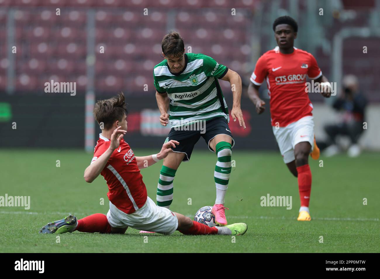 Geneva, Switzerland, 21st April 2023. Wouter Goes of AZ Alkmaar makes a ...