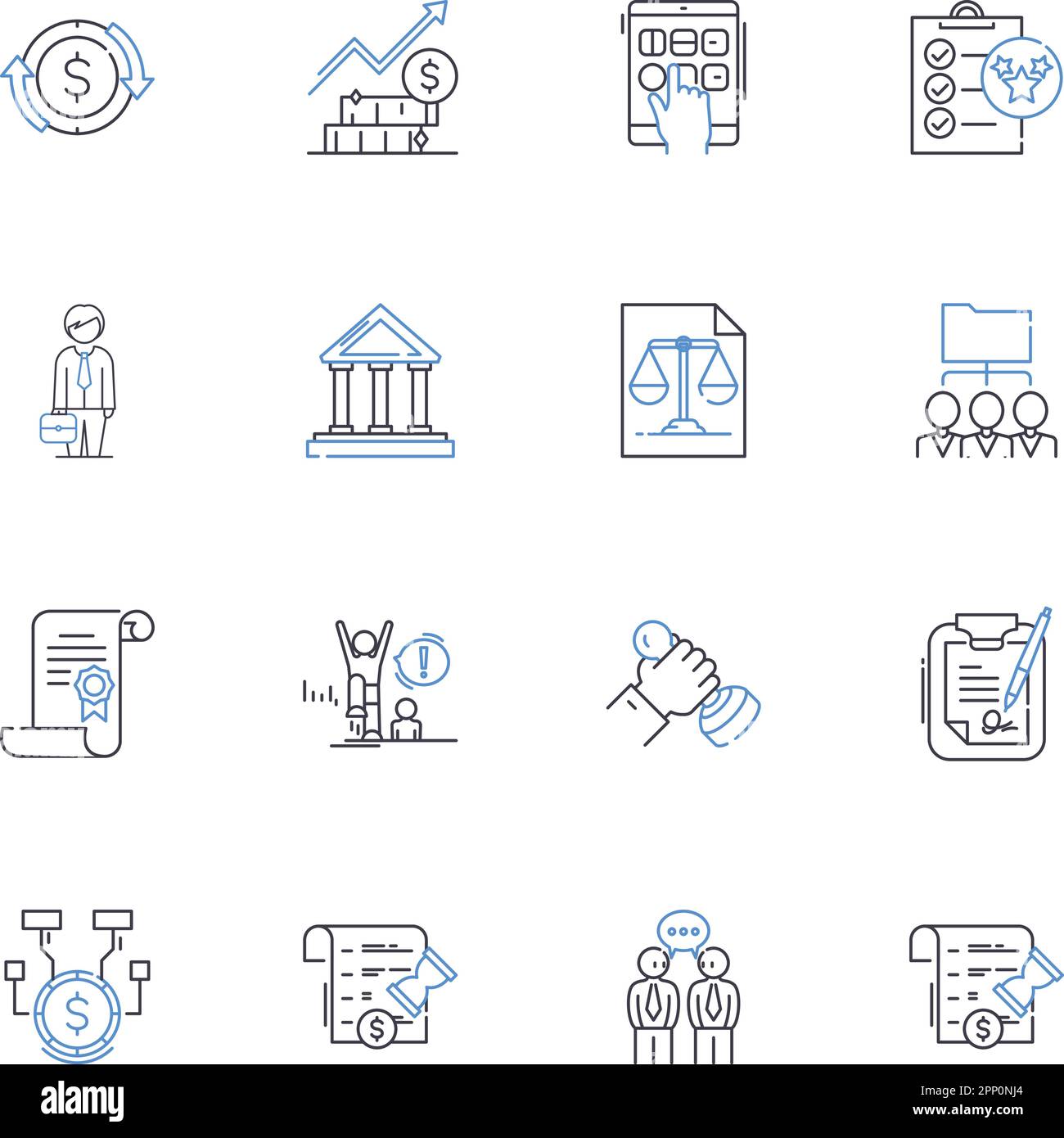 Legal Professional Line Icons Collection Advocate Attorney Barrister