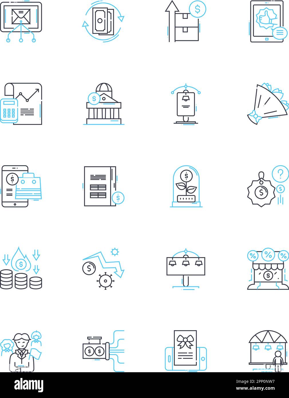 Financial success linear icons set. Prosperity, Wealth, Abundance ...