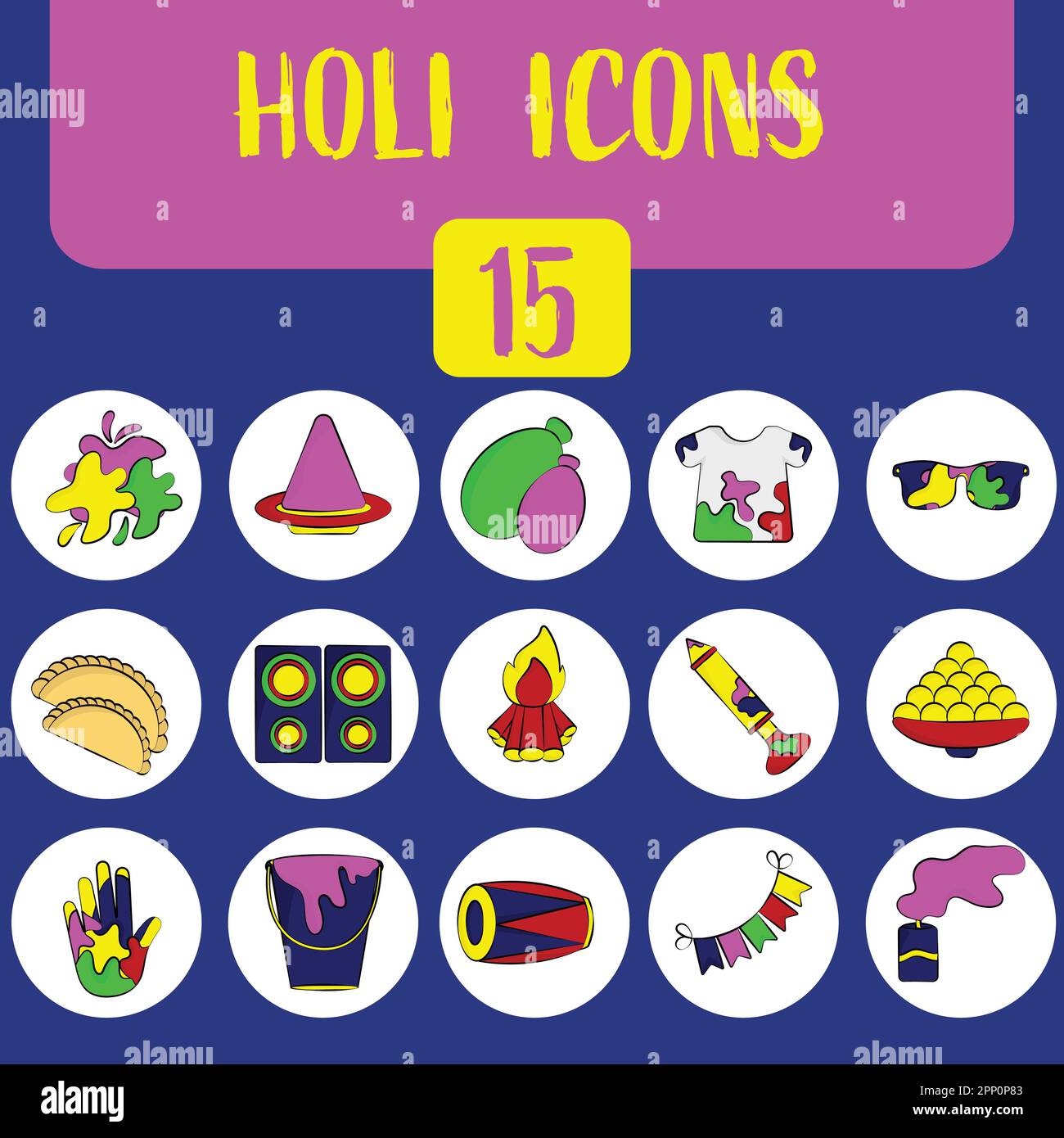 Holi Festival Icon Or Symbol In Circle Background Stock Vector Image ...