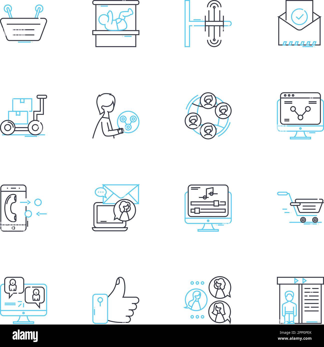 Data Research Linear Icons Set Analysis Analytics Big Data Business Collection Computation