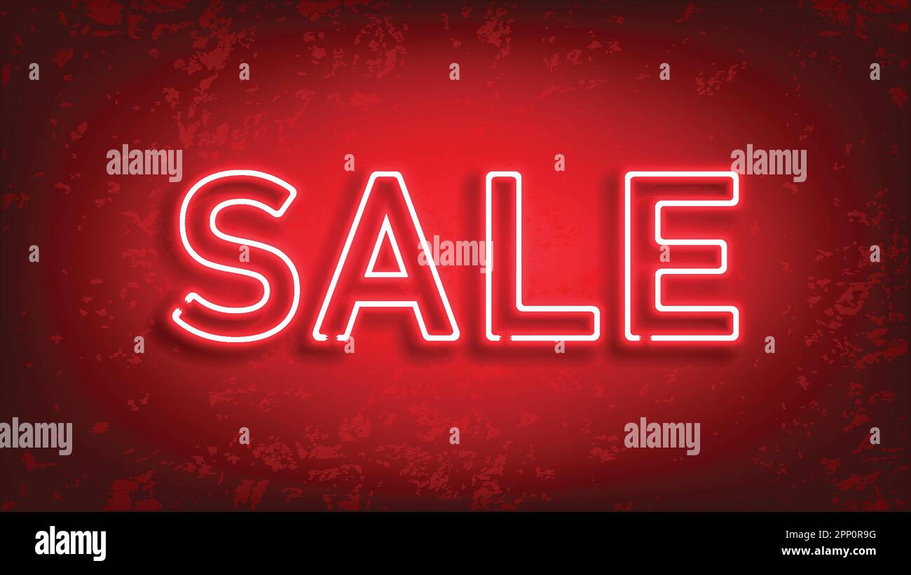 Sale glowing neon sign. Light vector on red background for your ...