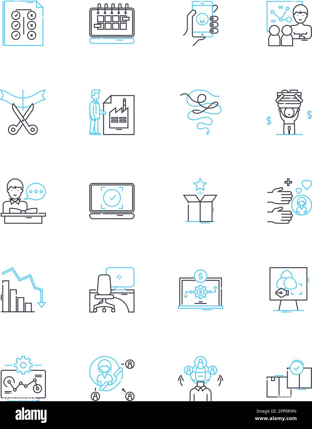 Corporation company linear icons set. Profitable, Innovative, Global ...