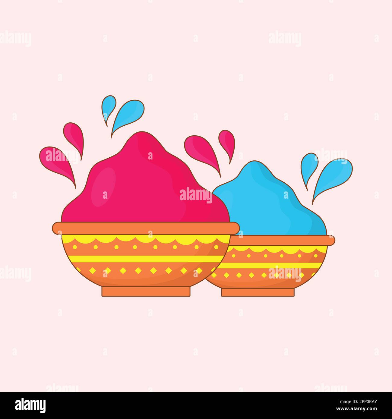Red And Blue Gulal (Dry Paint Color) Mud Bowl On Pink Background Stock ...