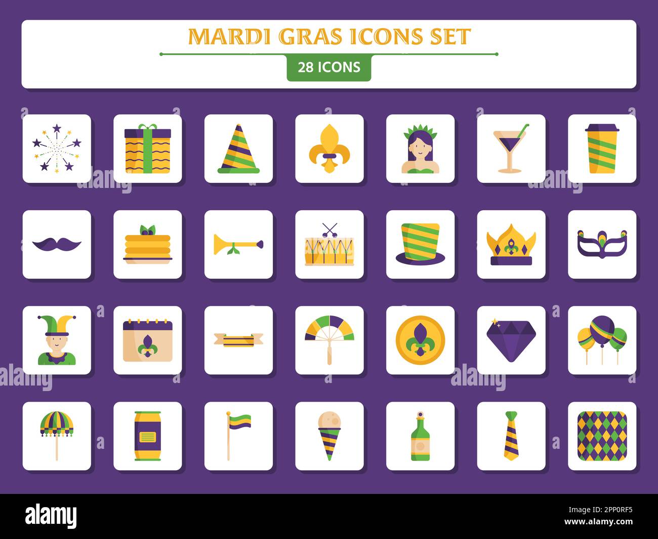 Mardi Grass Celebration 28 Icon Or Symbol Set On Sqaure Background ...