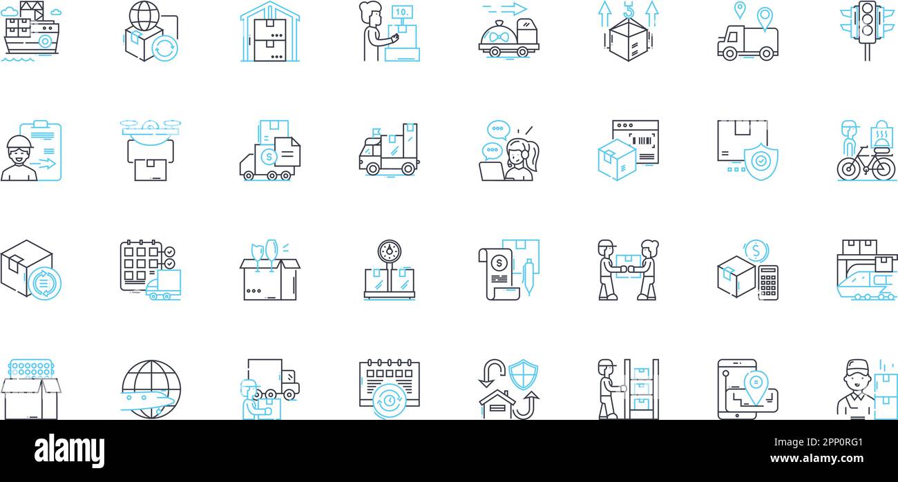 Freight transport linear icons set. Cargo, Logistics, Shipment ...