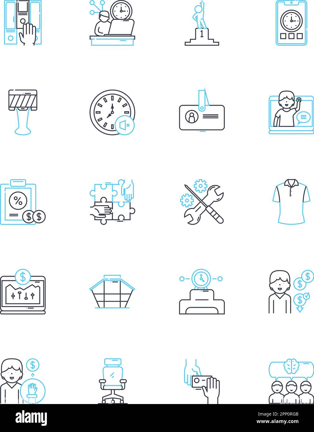 Distant workplace linear icons set. Remote, Telecommute, Virtual ...