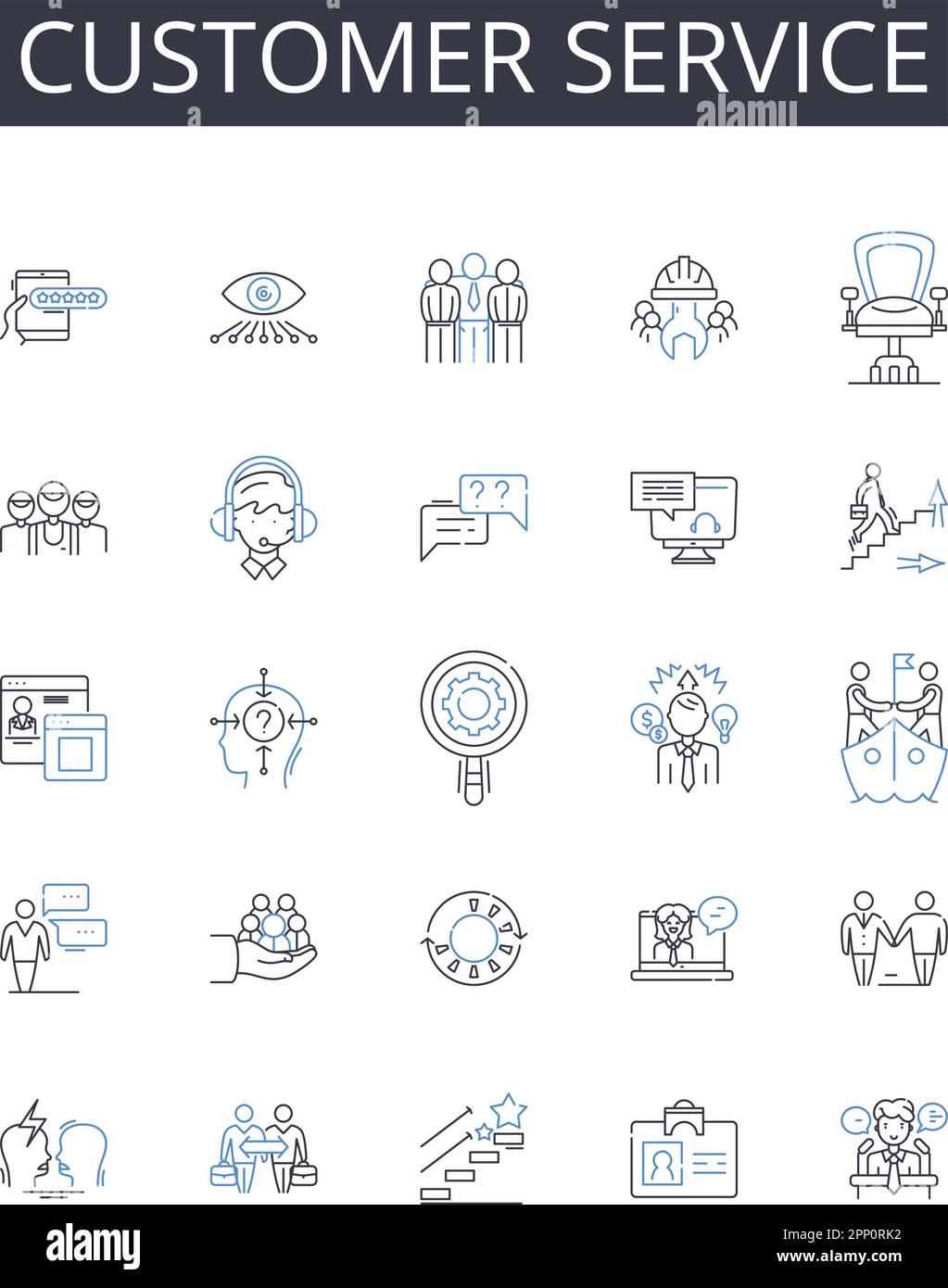 Customer service line icons collection. Ambition, Determination ...