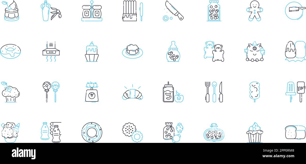 Candy store linear icons set. Sweet, Confectiry, Sugar, Treat, Snacks ...