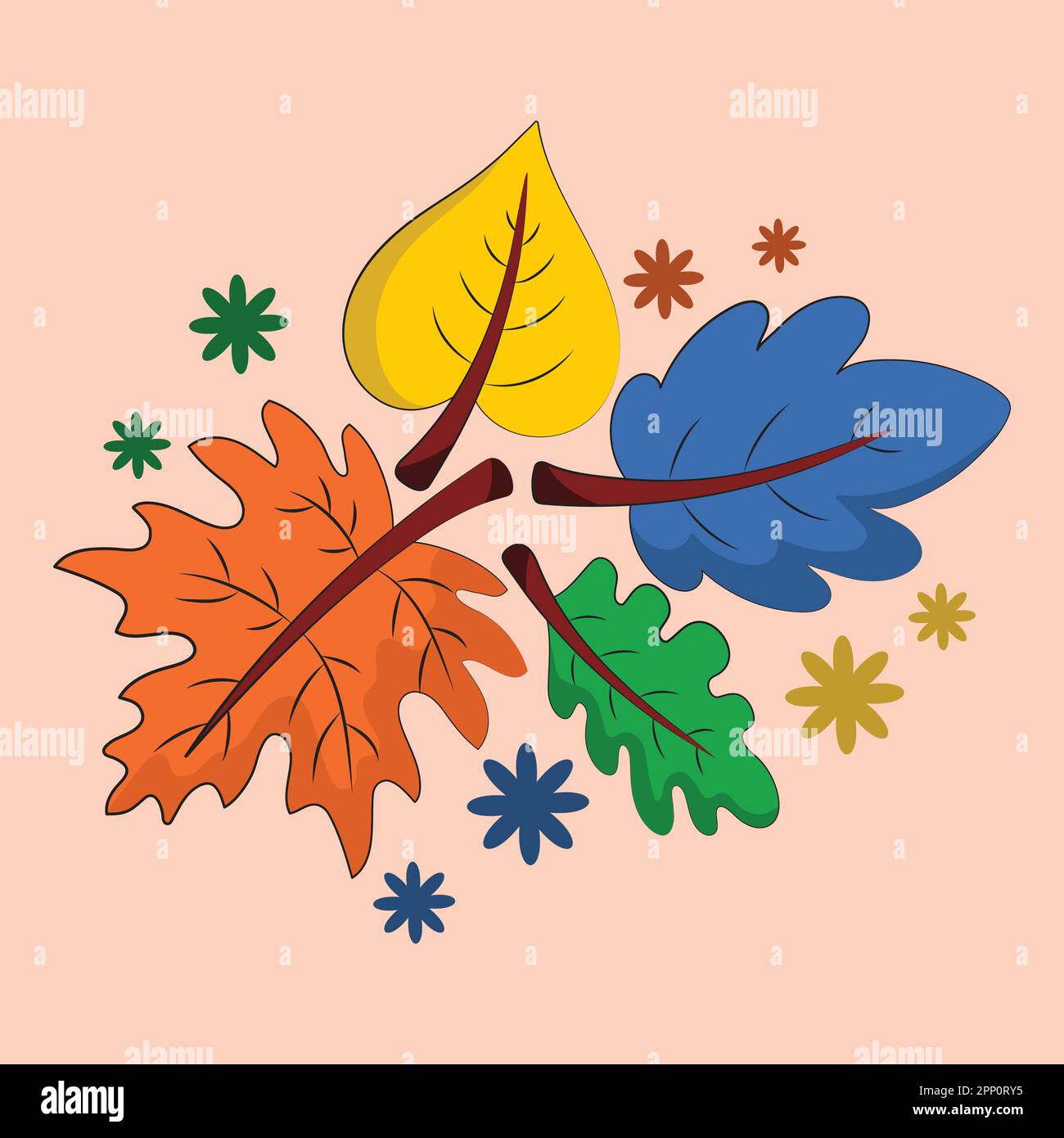 Autumn Leaves Decorative Peach Background Stock Vector Image & Art - Alamy