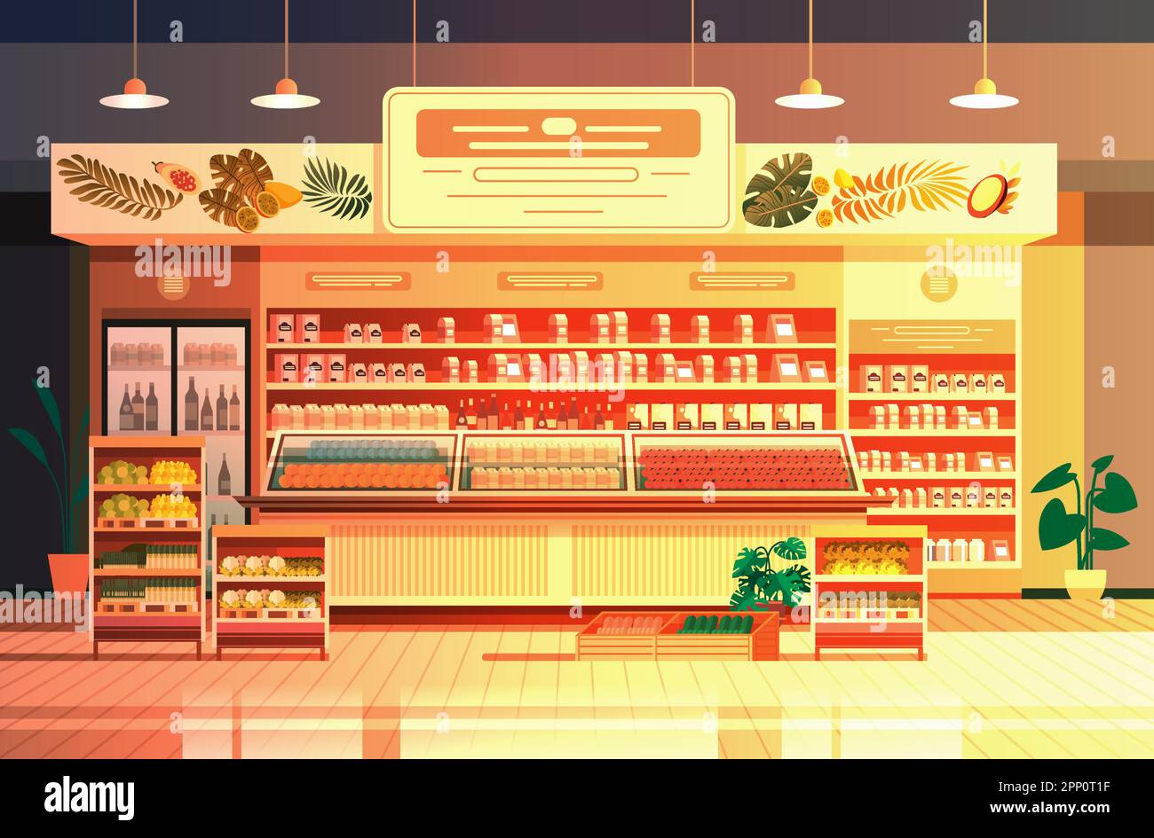 grocery supermarket with products shelves retail consumerism concept ...