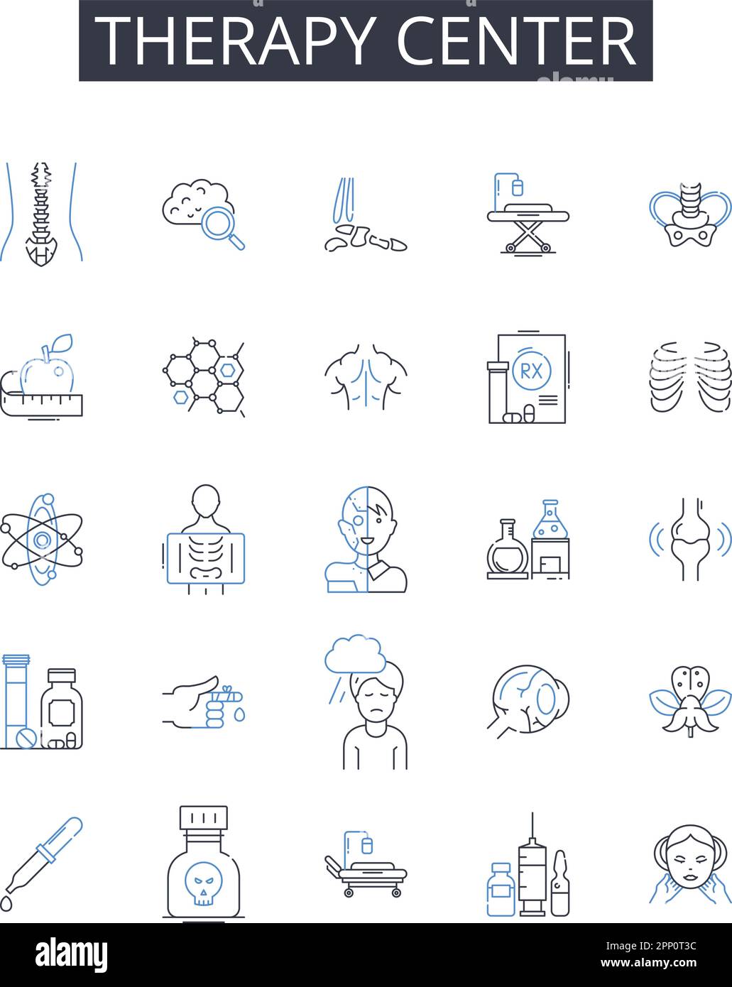Therapy center line icons collection. Health clinic, Wellness spa ...