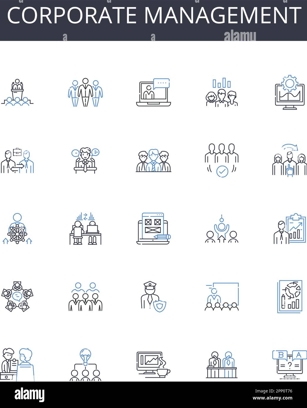 Corporate Management line icons collection. Engagement, Personalization ... Corporate Management line icons collection. Engagement, Personalization ...