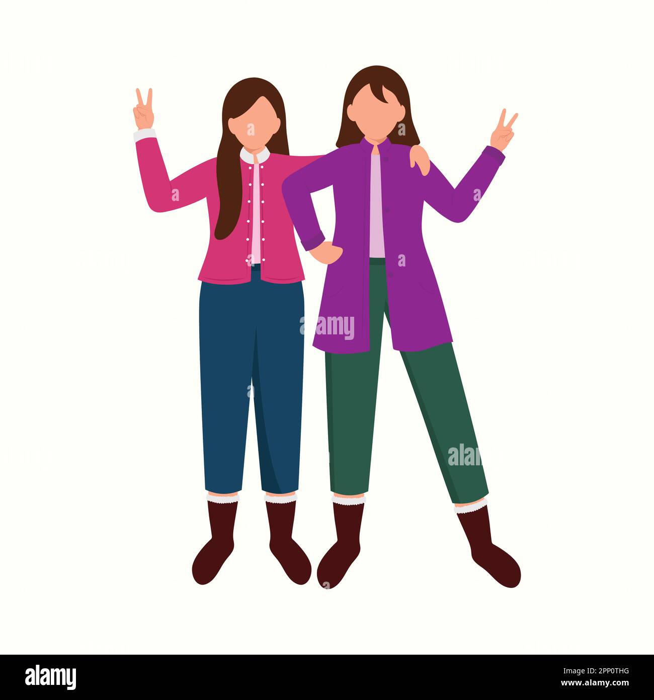 Faceless Young Women Giving Pose For Photoshoot In Woolen Clothes On ...