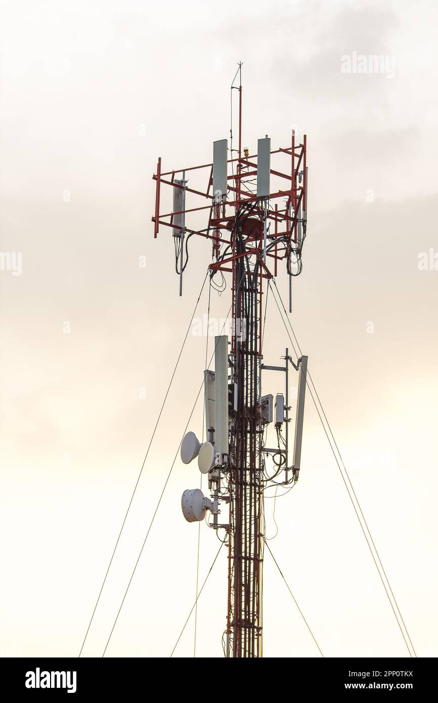 Panel Antenna installed on steel posts On high-rise buildings in the ...