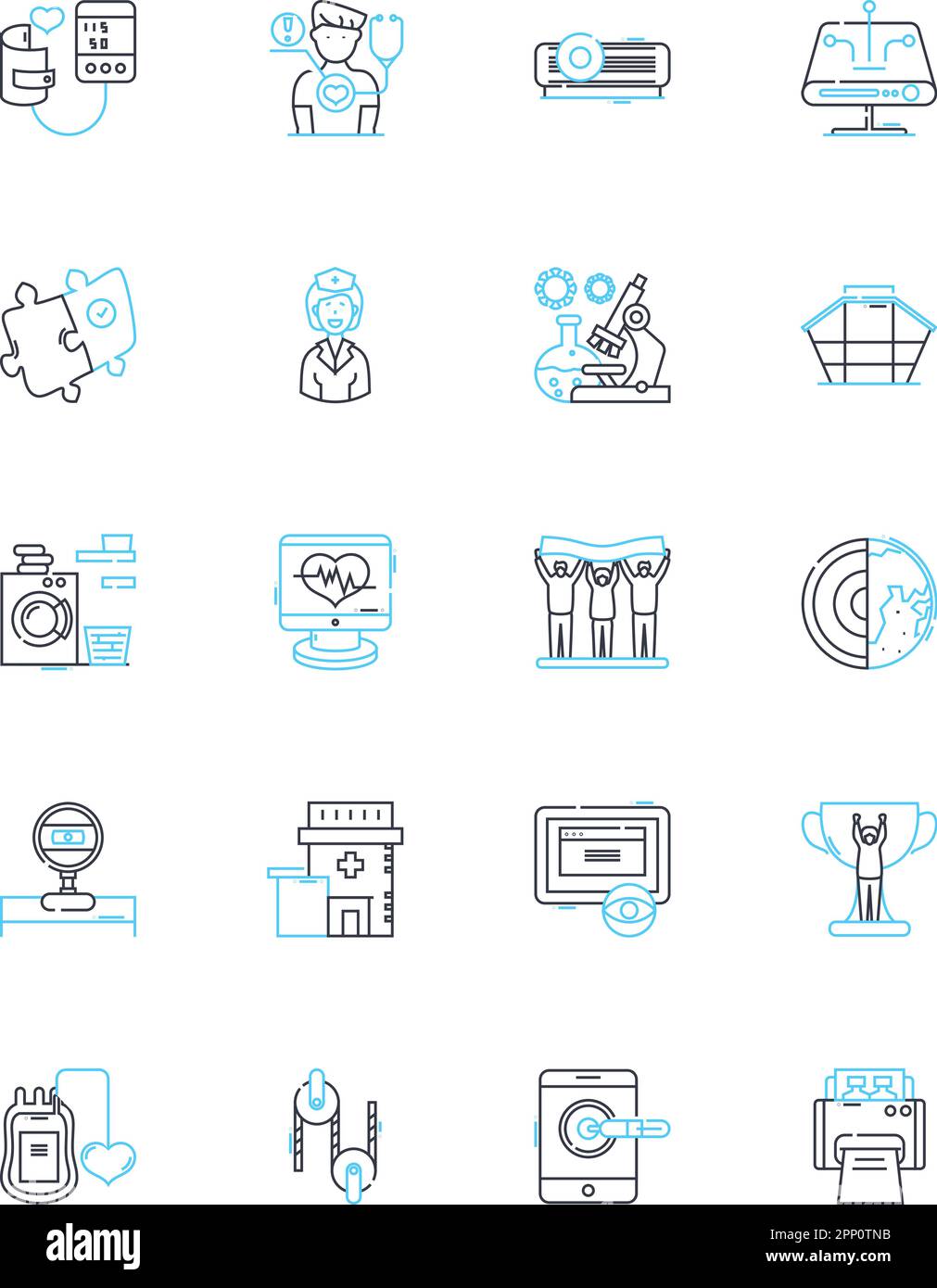 Microbiology linear icons set. Bacteria, Virus, Fungi, Antibiotics ...