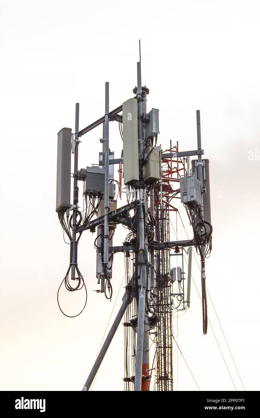 Panel Antenna installed on steel posts On high-rise buildings in the ...