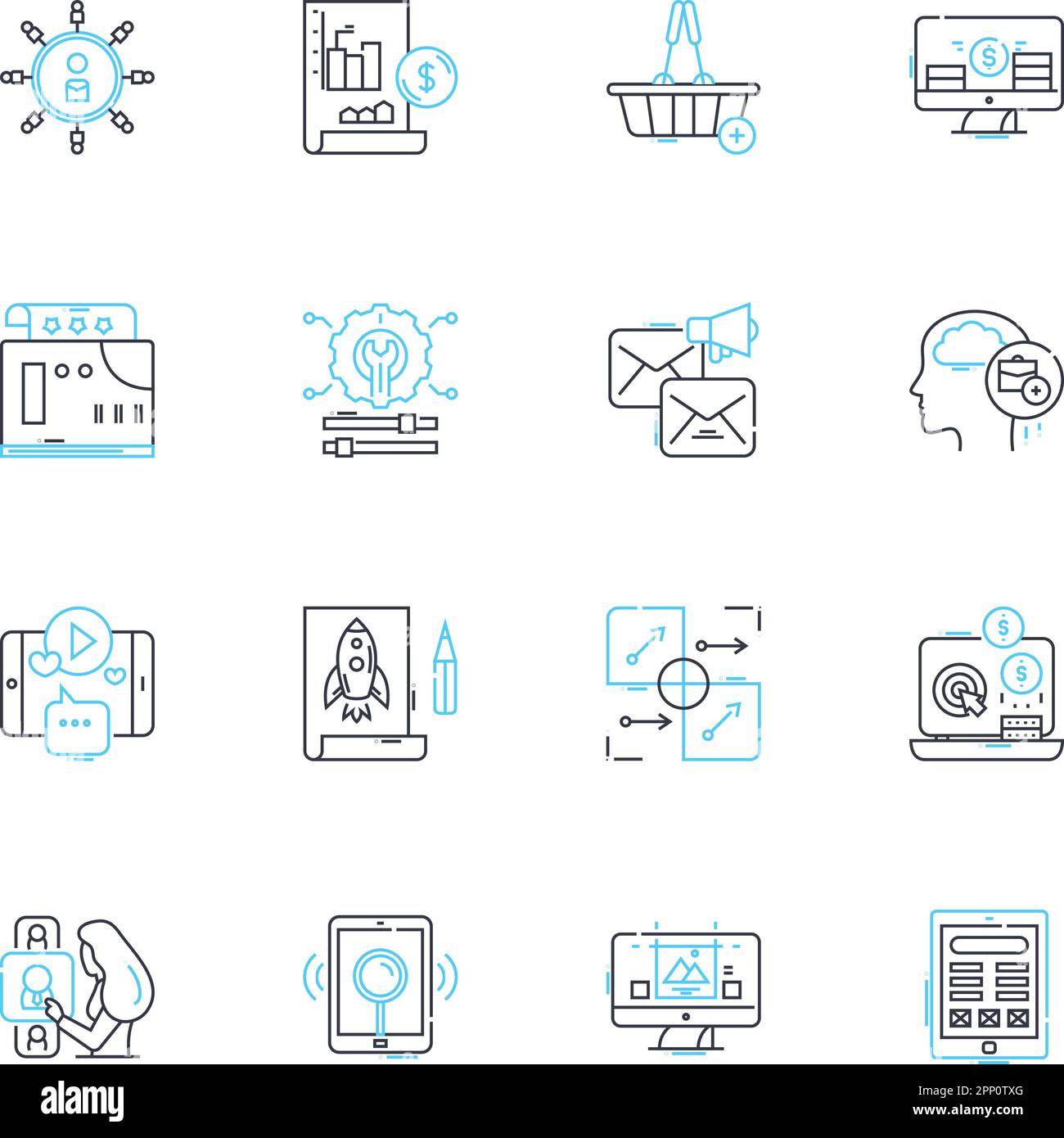 Promotional campaign linear icons set. Branding, Advertising, Marketing ...