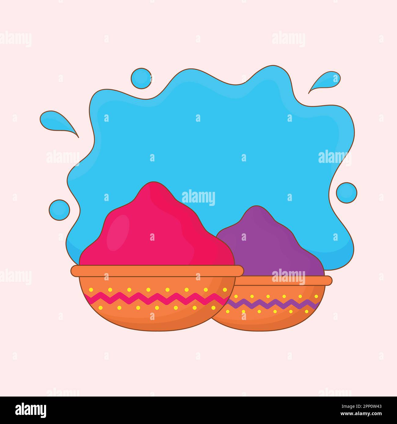 Red And Blue Gulal (Dry Paint Color) Mud Bowl Against Splash Background ...