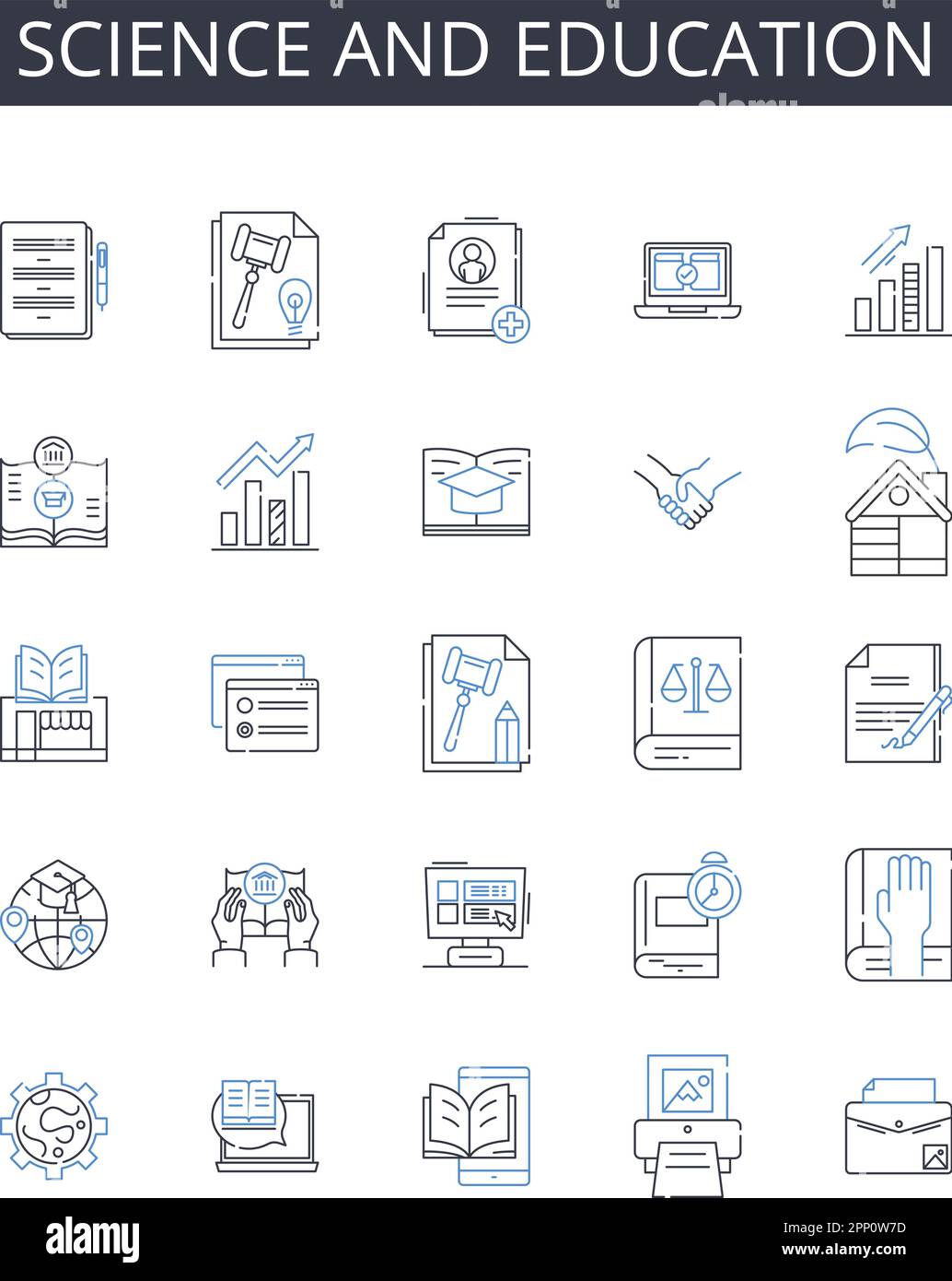 Science and education line icons collection. knowledge, intelligence ...