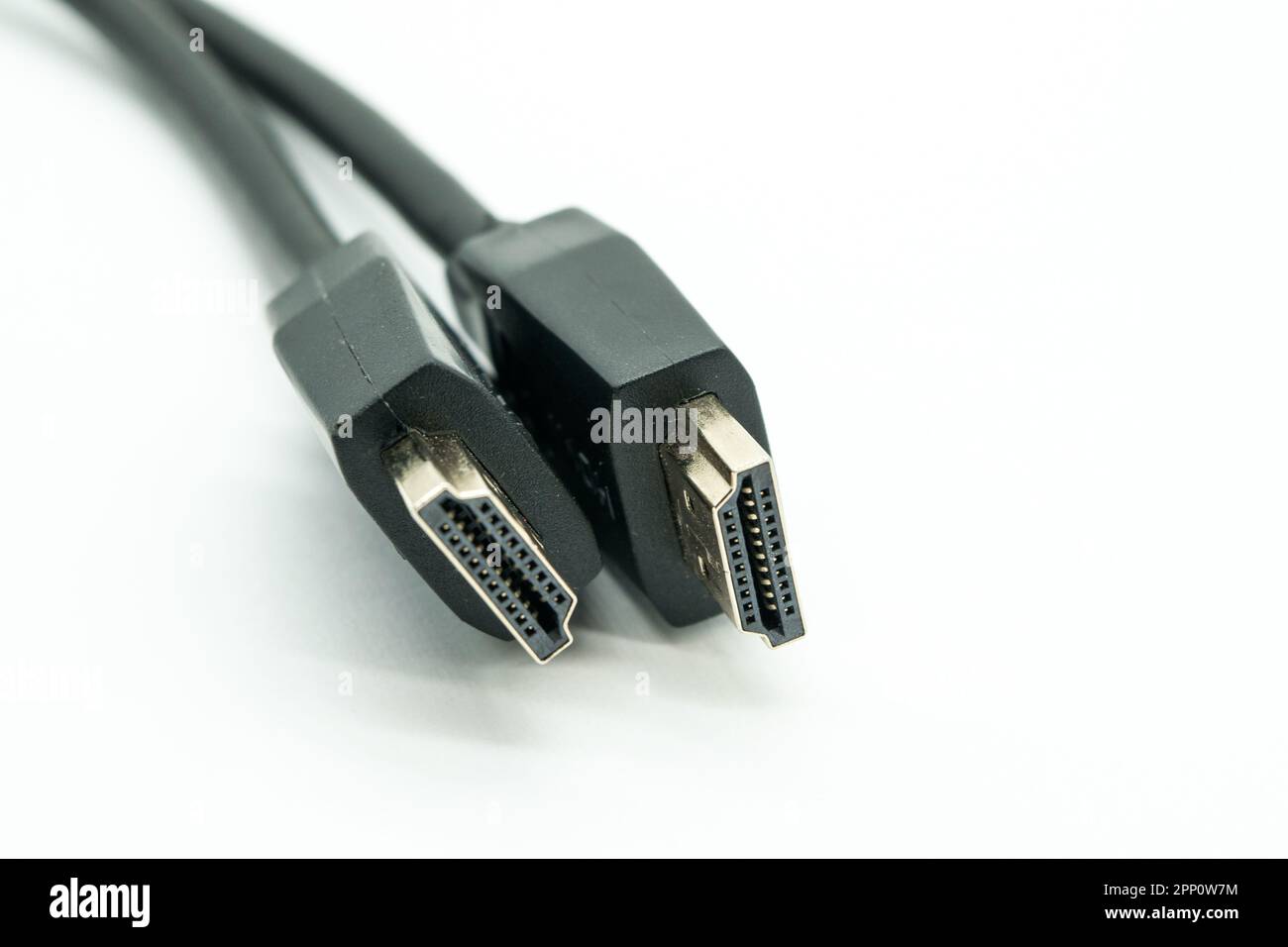 Close-up view of HDMI cables on a white background Stock Photo - Alamy