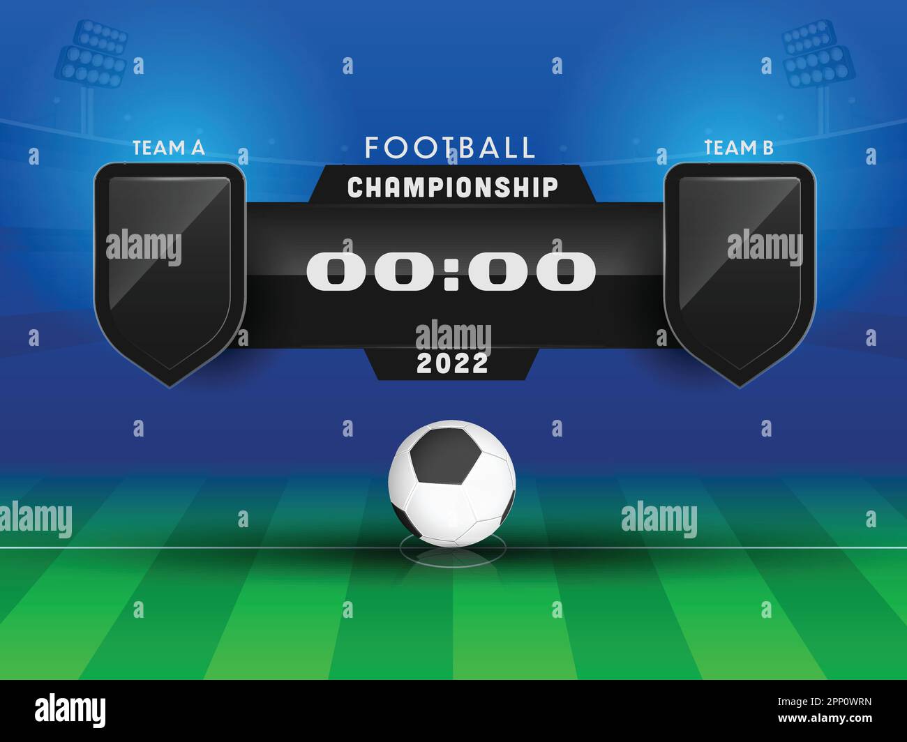 2022 Football Match Scoreboard With Empty Shield Of Participating ...