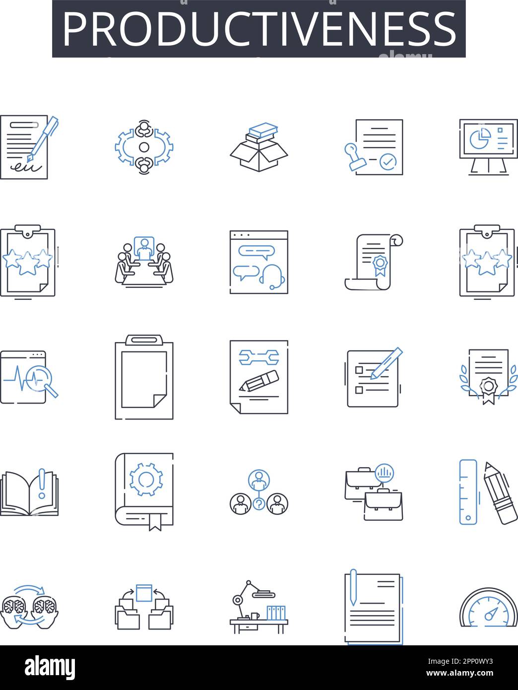 Productiveness Line Icons Collection Efficiency Effectiveness Productivity Capability