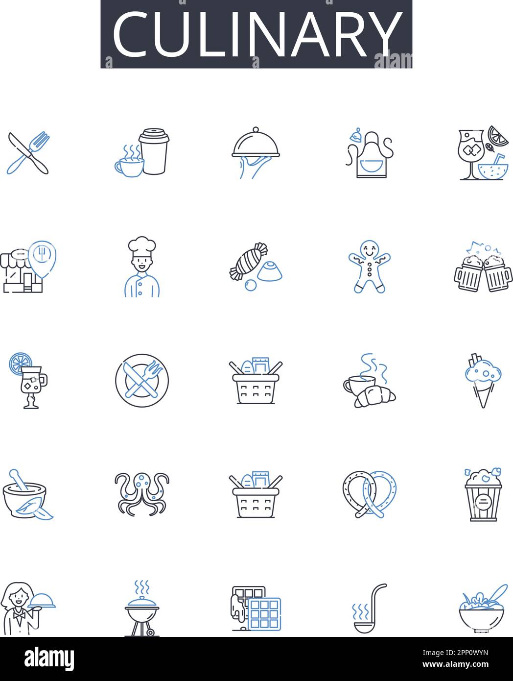 Culinary line icons collection. Versatility, Adjustability, Elasticity ...