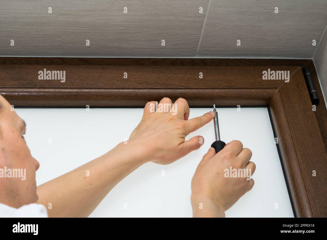 Brown upvc window hi-res stock photography and images - Alamy