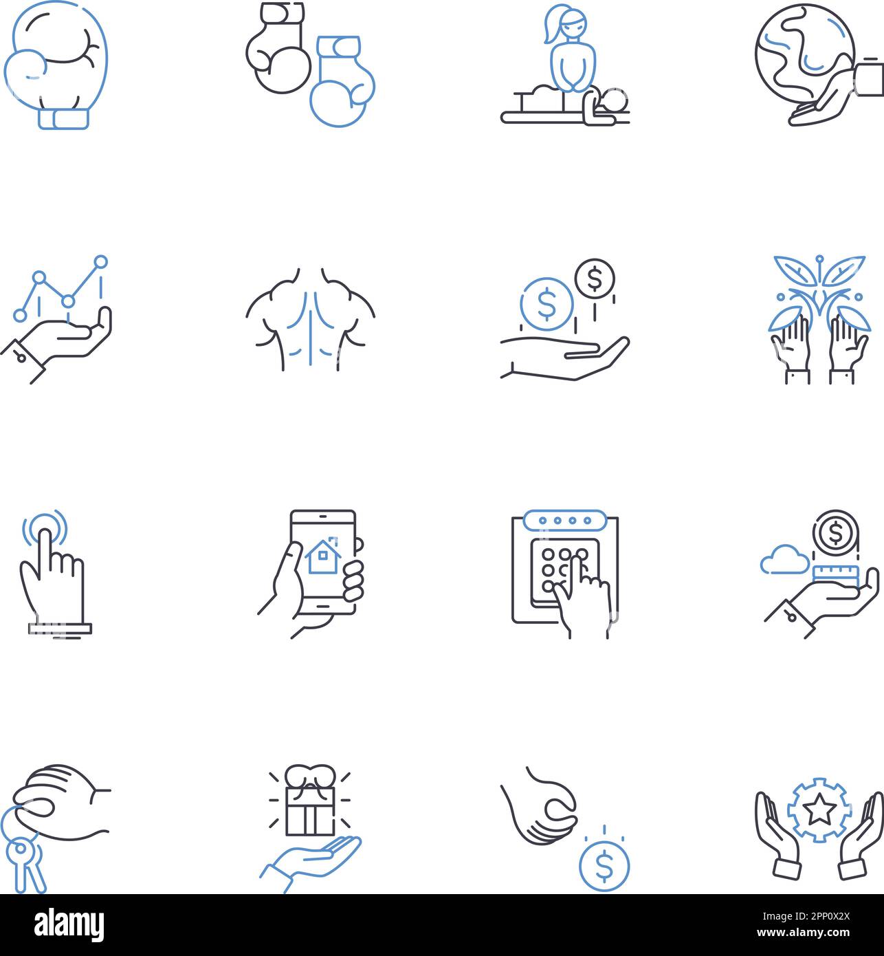 Upsizing line icons collection. Expansion, Growth, Enlargement ...