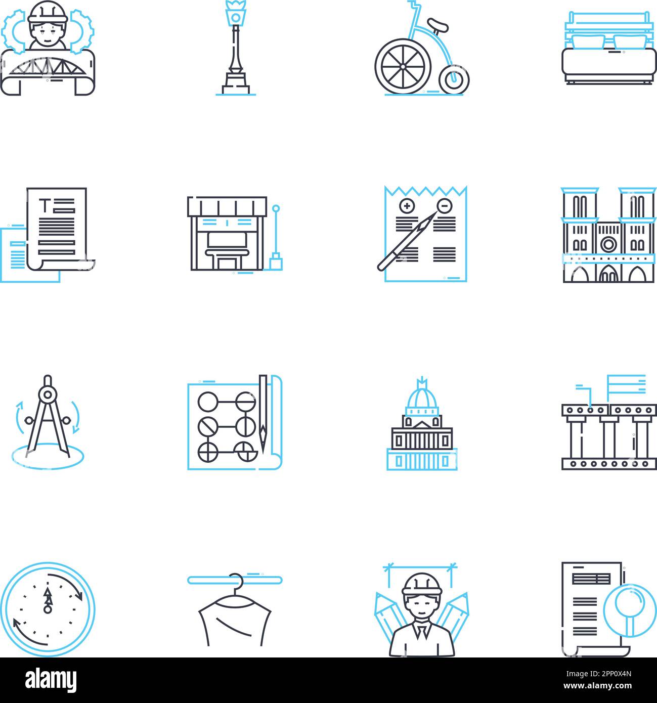 Blueprinting Linear Icons Set Planning Design Drafting Engineering Architecture Sketching