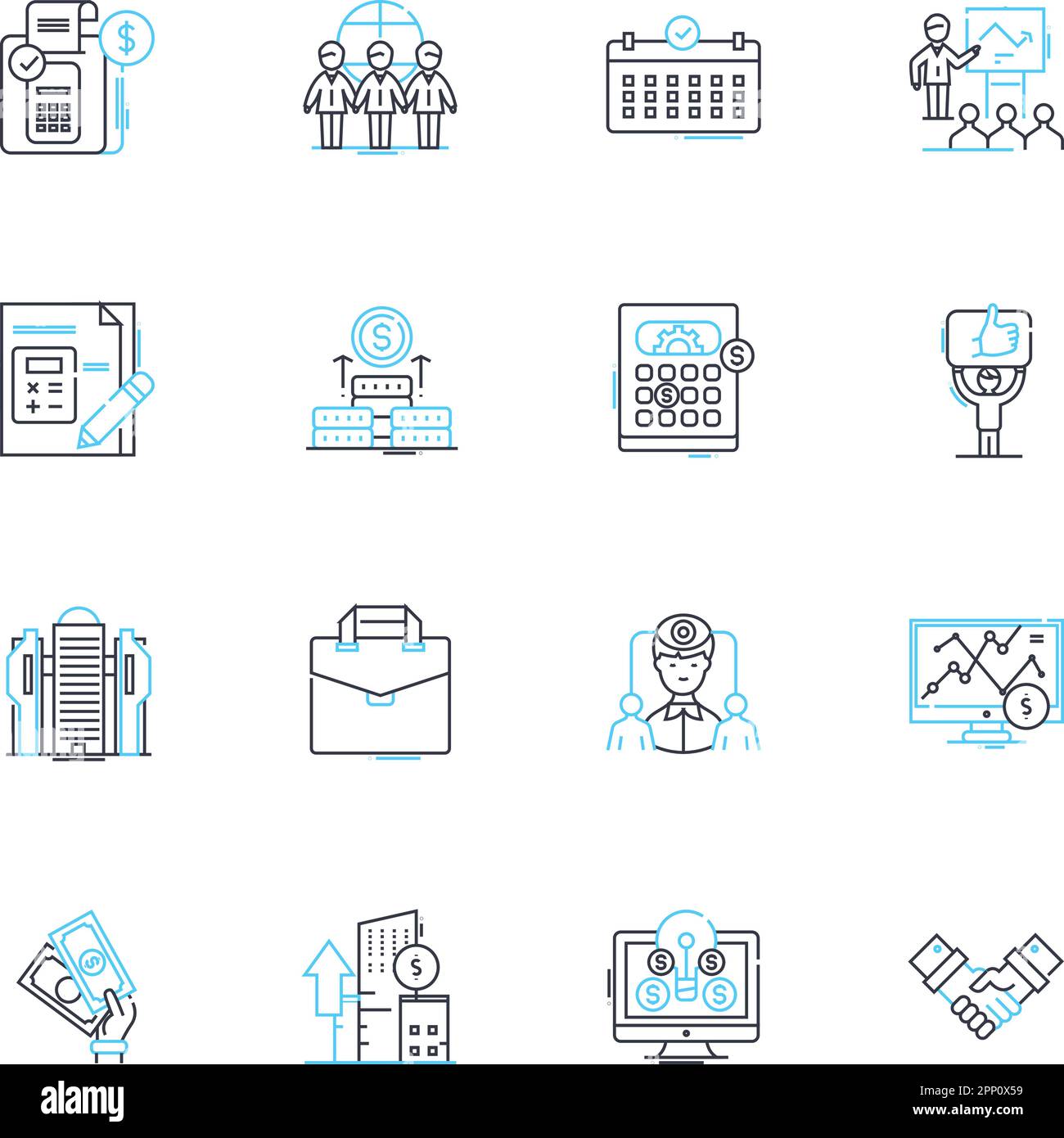 Economic unit linear icons set. Profitability, Efficiency ...