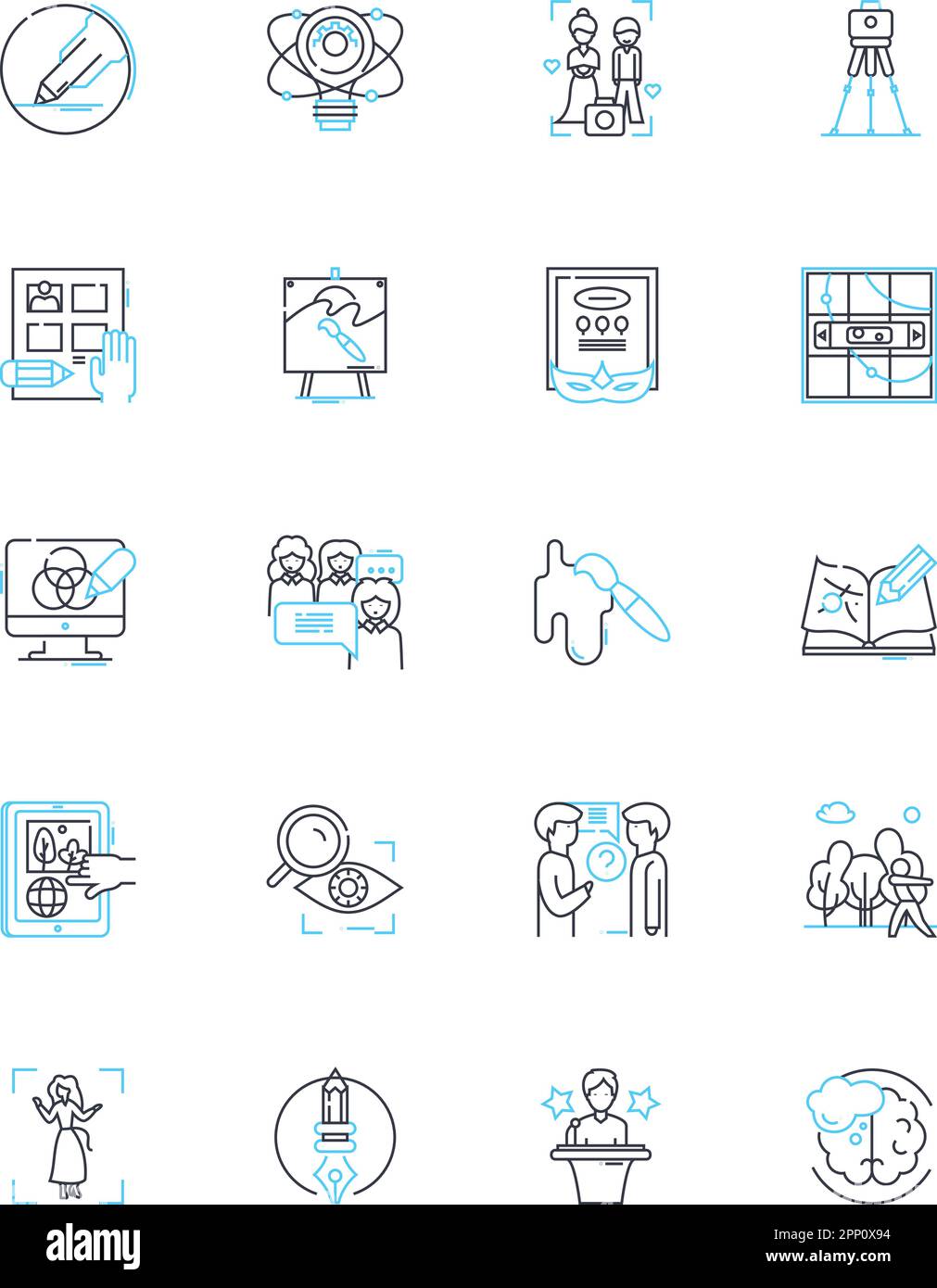 Calligraphy linear icons set. Flourish, Script, Ink, Penmanship ...