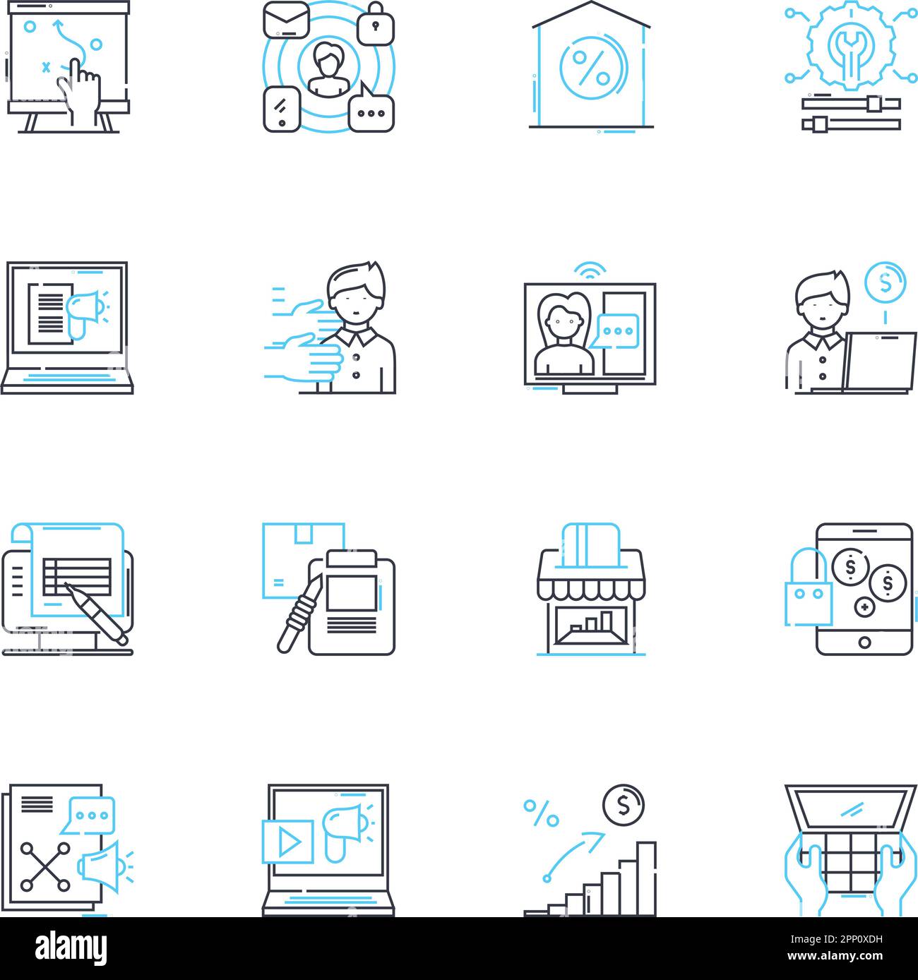 Brand skills linear icons set. Innovation, Strategy, Creativity, Design ...