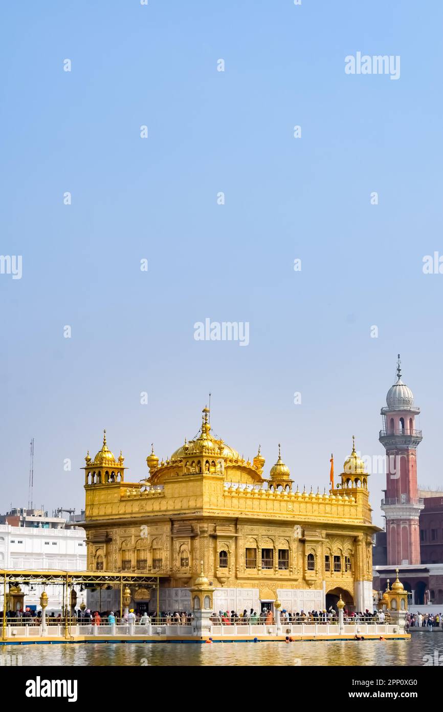 Beautiful view of Golden Temple (Harmandir Sahib) in Amritsar, Punjab, India, Famous indian sikh ...