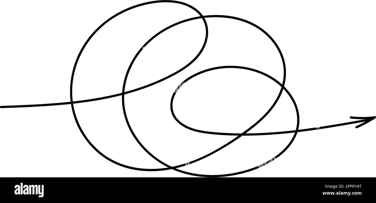 Doodle line arrow. Hand drawn scribble spiral arrow. Vector isolated ... Doodle line arrow. Hand drawn scribble spiral arrow. Vector isolated ...