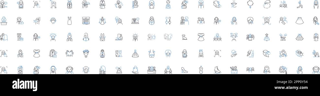 Female line icons collection. Empowered, Strong, Feminine, Confident ...