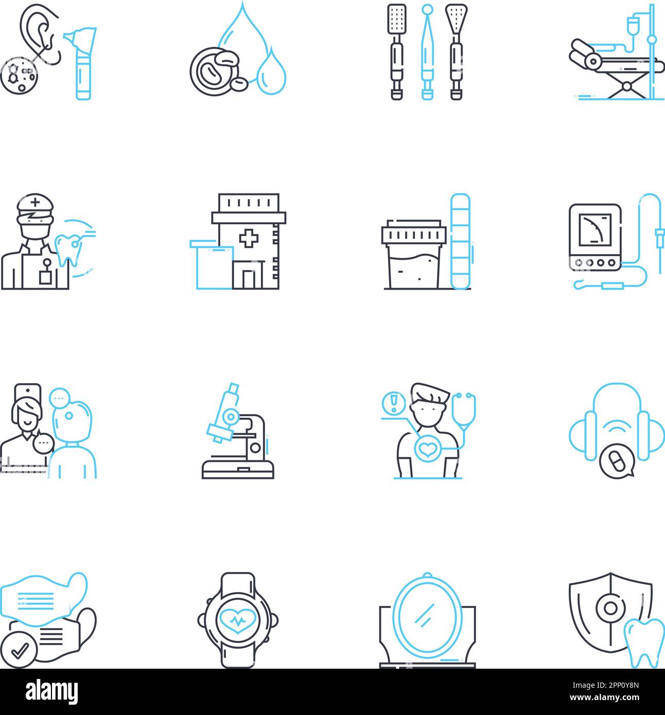 Preventive medicine linear icons set. Immunization, Screening ...