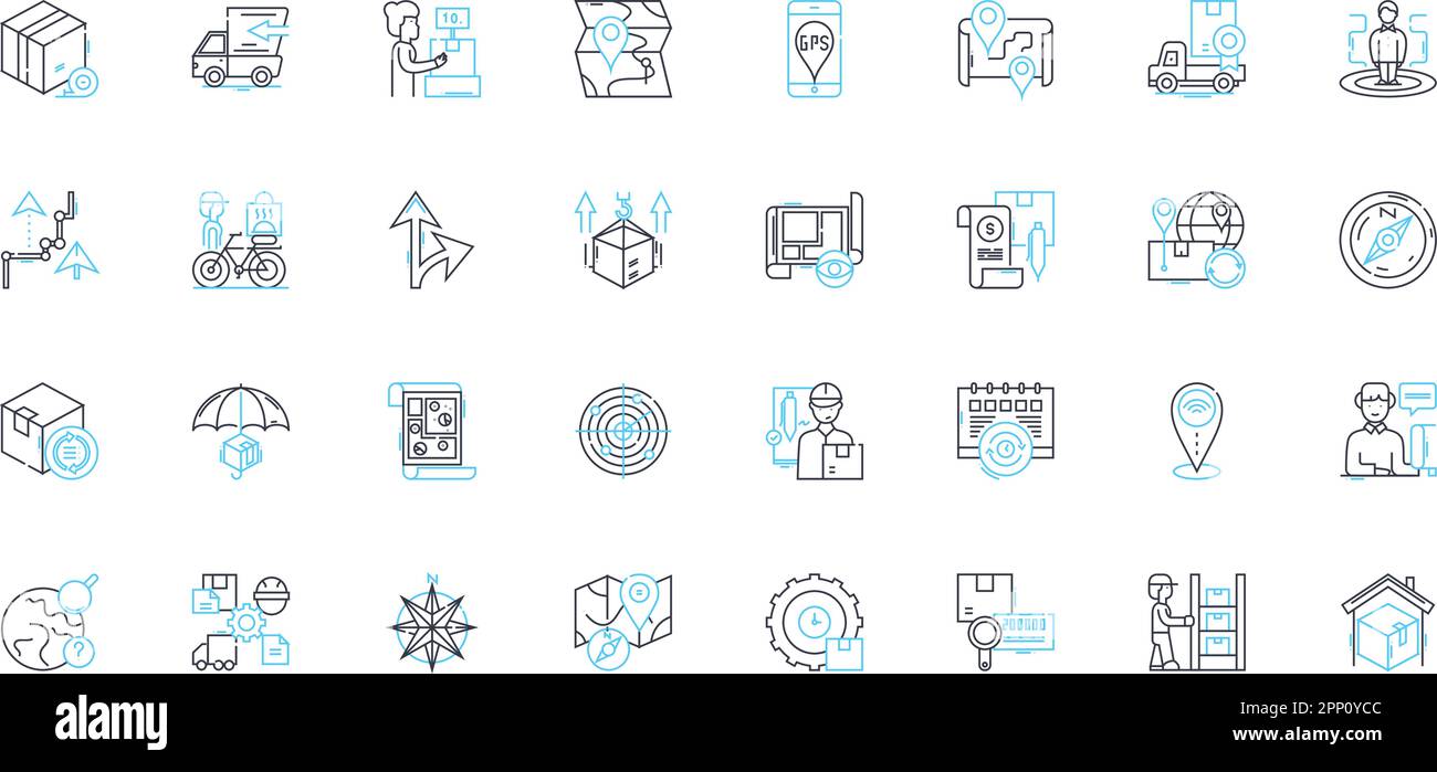 Dispatch and transport linear icons set. Delivery, Shipping, Logistics ...