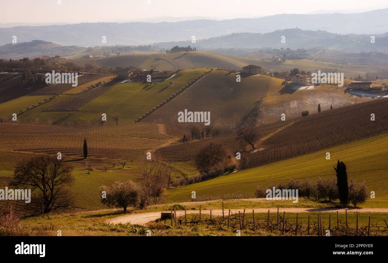 Countryside landscape in autumn, agriculture fields among hills Stock ...