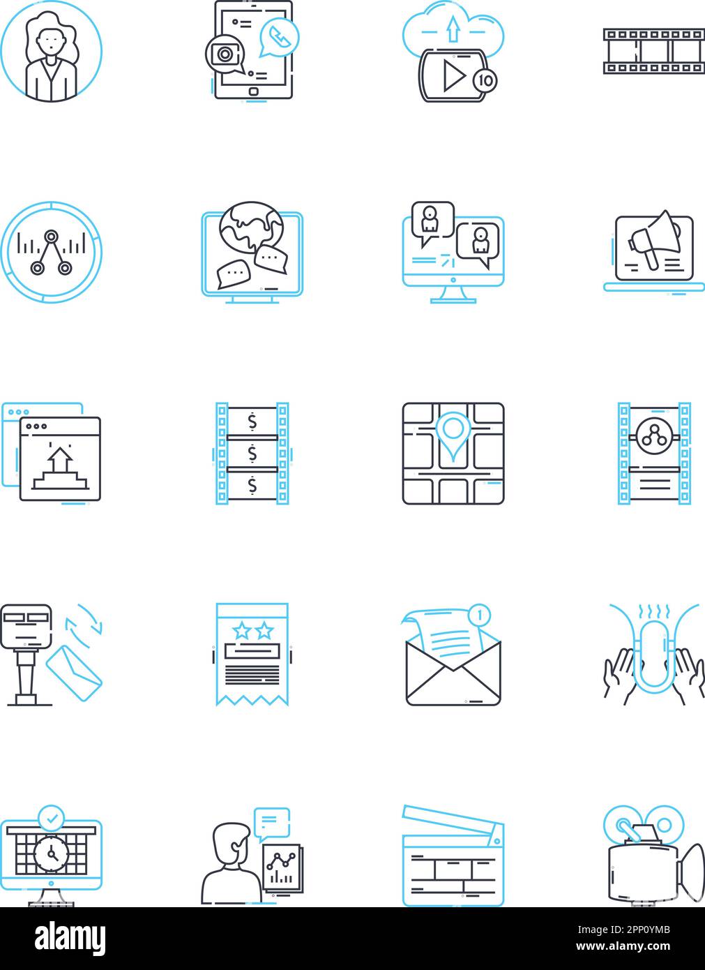 Modern Methods Linear Icons Set Automation Digitalization Innovation Optimization