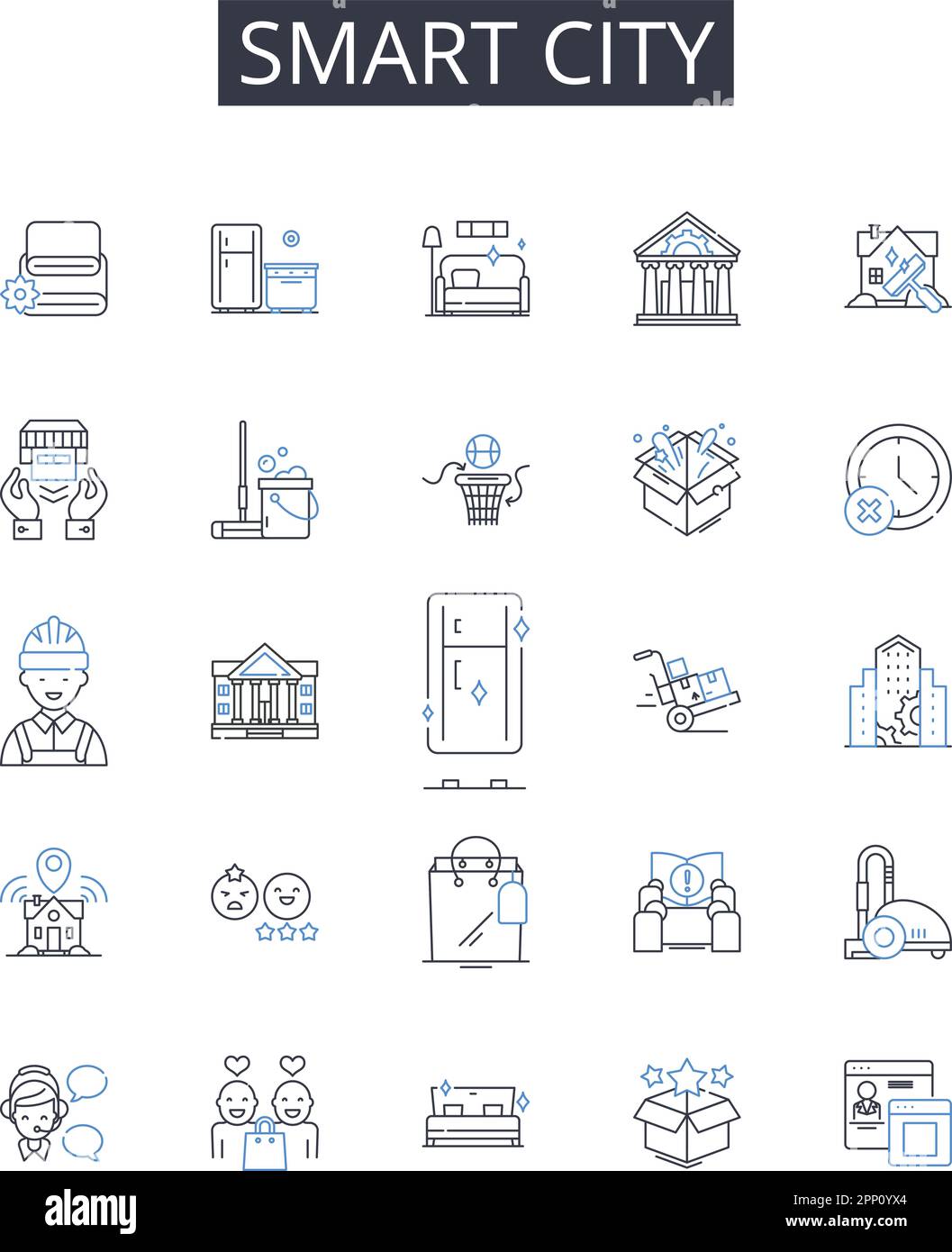 Smart City Line Icons Collection Productivity Efficiency Performance Output Optimization