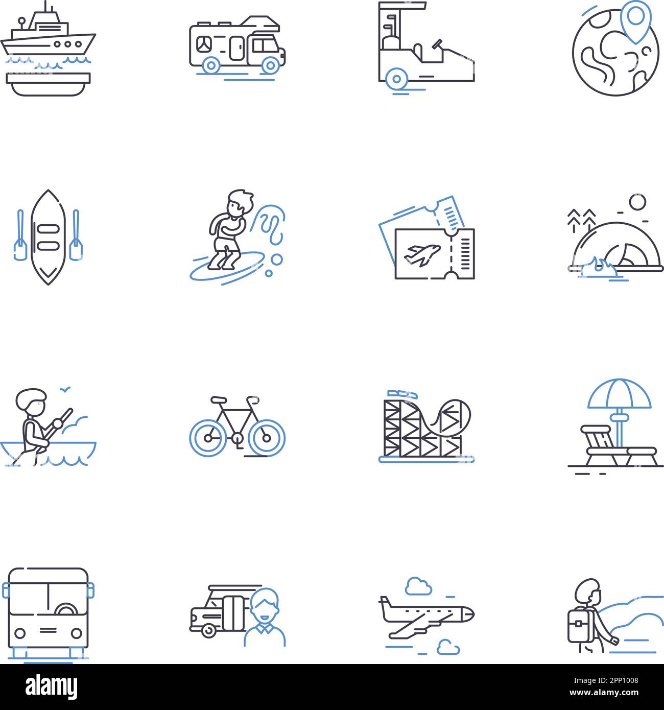 Transient tourists line icons collection. Wanderlust, Exploration ...